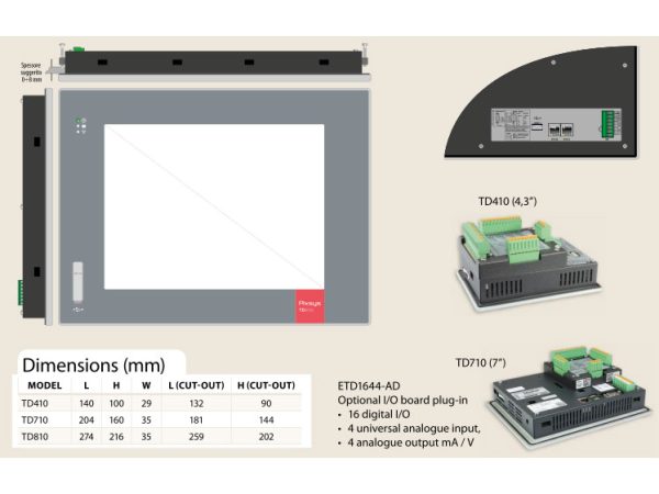 Màn hình HMI TD410 Pixsys kích thước 4,3" xuất xứ Italia
