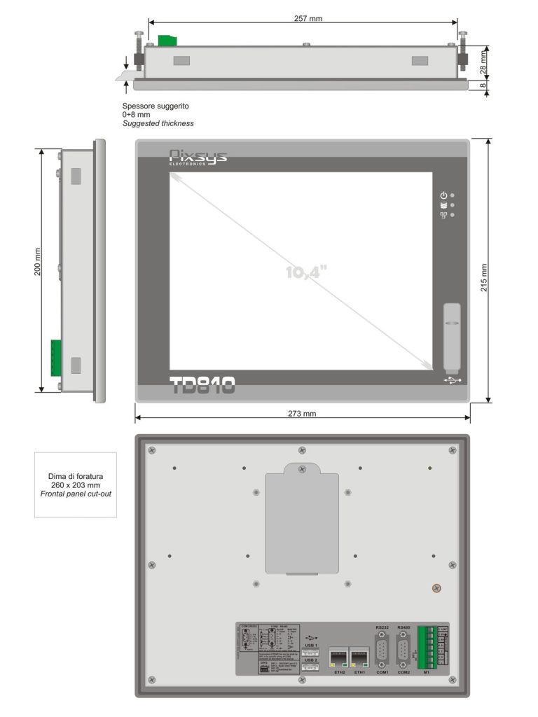 Màn hình HMI TD810 Pixsys xuất xứ hoàn toàn 100% từ Italia.