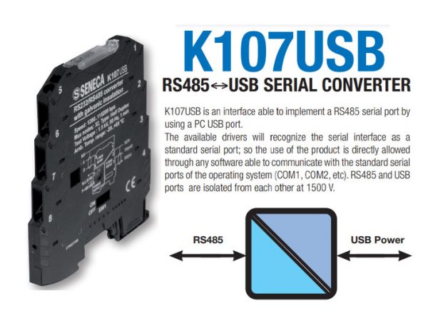 Bộ chuyển đổi tín hiệu RS485 sang USB Seneca K107USB Italia